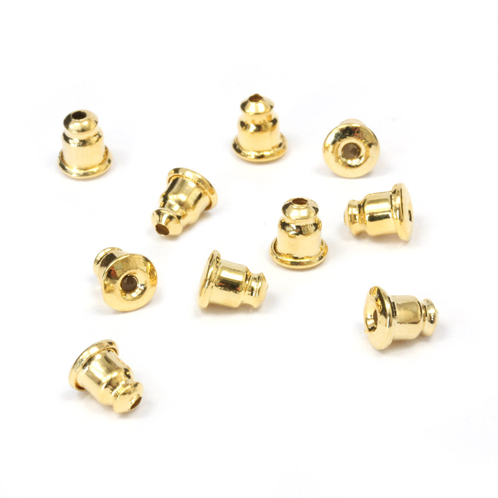 Bell Earring Backs 4x6mm Gold Plated - Pack of 10
