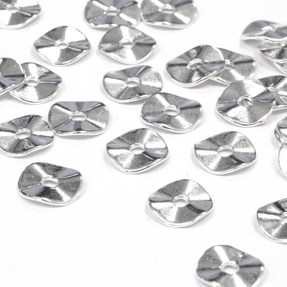 Wavy Disc Bead Silver Plated 10mm - Pack of 100