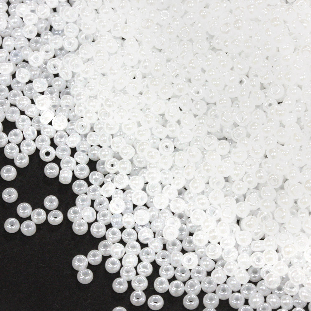 Pearlescent Czech White Glass Seed Beads 11/0 Bundle - 5 Packs of 20g