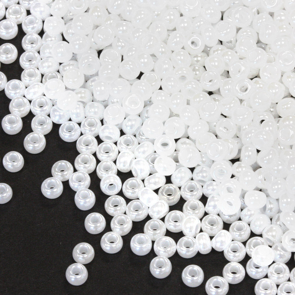 Pearlescent Czech White Glass Seed Beads 8/0 - Pack of 20g