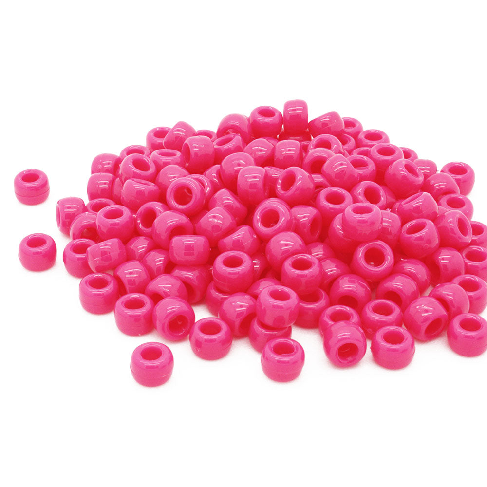 Neon Pink Plastic Barrel Pony 6x8mm - Pack of 250